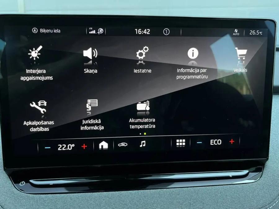 Melns Skoda Enyaq iV 2021 Rīga, ar dzinēja tilpumu 0.00 L un nobraukumu 272 tūkst. km par 20990 €, foto 18 vietnē AUTOMOTO.COM.LV