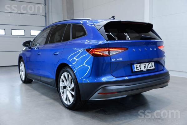 Blue Skoda Enyaq iV 2021 in Riga, with an engine capacity of 0.00 L and mileage of 135 thousand km for 23990 €, photo 6 on AUTOMOTO.COM.LV