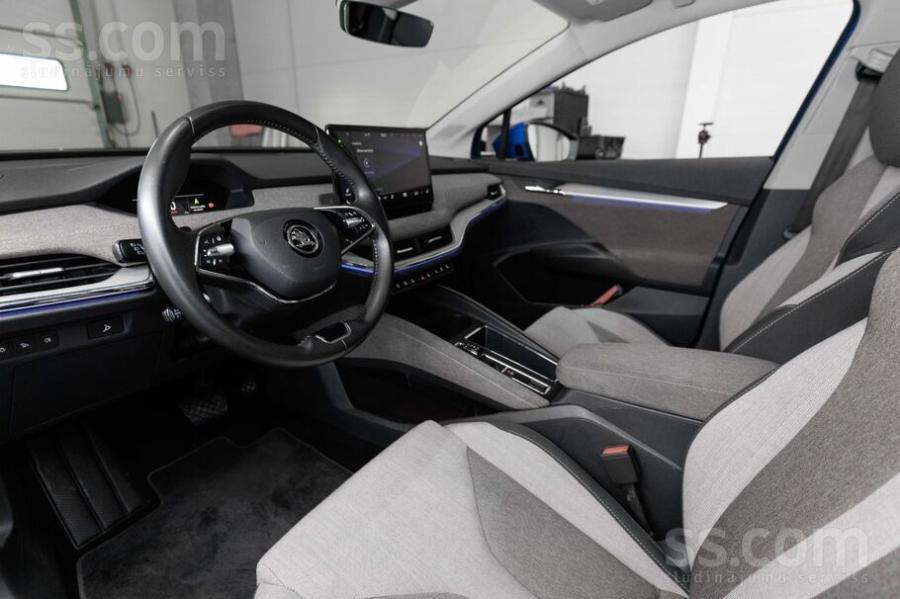 Blue Skoda Enyaq iV 2021 in Riga, with an engine capacity of 0.00 L and mileage of 135 thousand km for 23990 €, photo 14 on AUTOMOTO.COM.LV