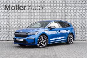 Zils Skoda Enyaq iV 2022 Mārupe, ar dzinēja tilpumu 0.00 L un nobraukumu 77 tūkst. km par 41500 €, foto  vietnē AUTOMOTO.COM.LV