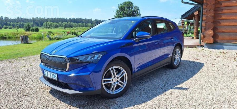 Blue Skoda Enyaq iV 2023 in Riga, with an engine capacity of 0.00 L and mileage of 47 thousand km for 26500 €, photo 1 on AUTOMOTO.COM.LV
