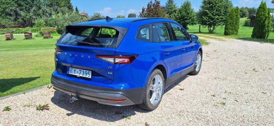 Blue Skoda Enyaq iV 2023 in Riga, with an engine capacity of 0.00 L and mileage of 47 thousand km for 26500 €, photo 4 on AUTOMOTO.COM.LV