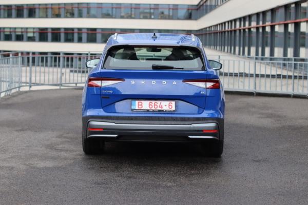 Blue Skoda Enyaq iV 2024 in Riga, with an engine capacity of 0.00 L and mileage of 11 thousand km for 32980 €, photo 8 on AUTOMOTO.COM.LV