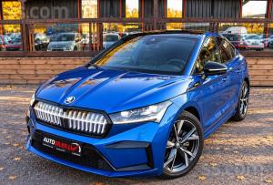 Blue Skoda Enyaq iV 2023 in Riga, with an engine capacity of 0.00 L and mileage of 0 thousand km for 29900 €, photo  on AUTOMOTO.COM.LV