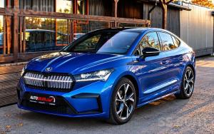 Blue Skoda Enyaq iV 2023 in Riga, with an engine capacity of 0.00 L and mileage of 0 thousand km for 29900 €, photo 9 on AUTOMOTO.COM.LV