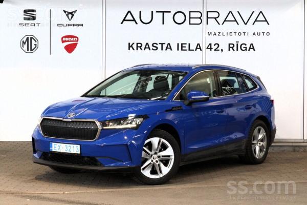 Zils Skoda Enyaq iV 2021 Rīga, ar dzinēja tilpumu 0.00 L un nobraukumu 102 tūkst. km par 24300 €, foto  vietnē AUTOMOTO.COM.LV