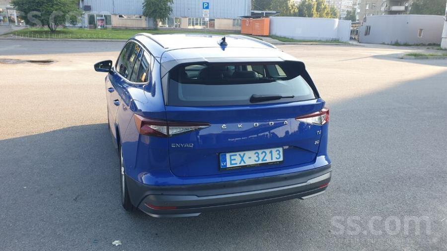 Blue Skoda Enyaq iV 2021 in Riga, with an engine capacity of 0.00 L and mileage of 107 thousand km for 22900 €, photo 6 on AUTOMOTO.COM.LV