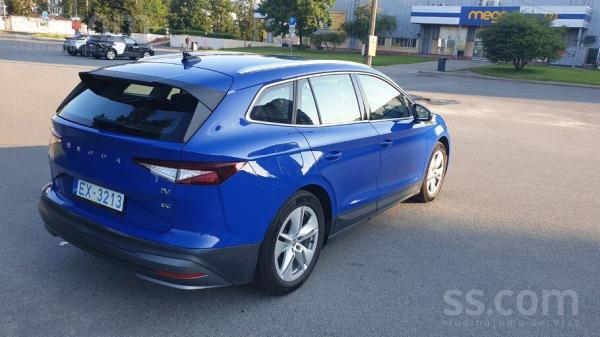Blue Skoda Enyaq iV 2021 in Riga, with an engine capacity of 0.00 L and mileage of 107 thousand km for 22900 €, photo 7 on AUTOMOTO.COM.LV