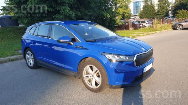 Blue Skoda Enyaq iV 2021 in Riga, with an engine capacity of 0.00 L and mileage of 107 thousand km for 22900 €, photo 8 on AUTOMOTO.COM.LV