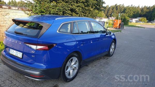 Blue Skoda Enyaq iV 2021 in Riga, with an engine capacity of 0.00 L and mileage of 107 thousand km for 22900 €, photo 9 on AUTOMOTO.COM.LV