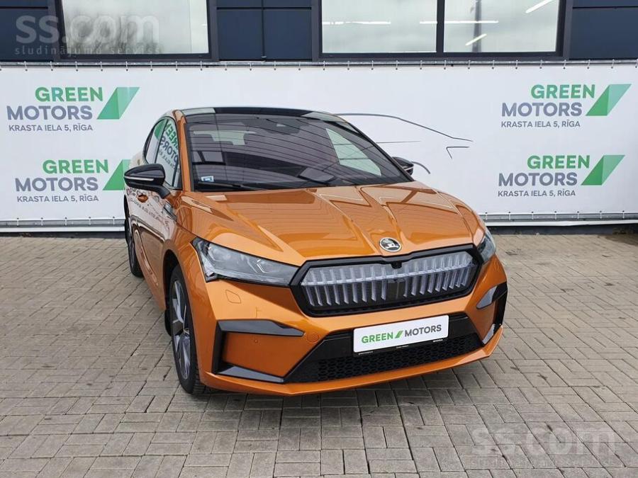 Brown Skoda Enyaq iV 2023 in Riga, with an engine capacity of 0.00 L and mileage of 15 thousand km for 49900 €, photo 1 on AUTOMOTO.COM.LV