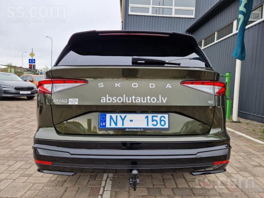 Green Skoda Enyaq iV 2026 in Jelgava, with an engine capacity of 0.00 L and mileage of 5 thousand km for 44500 €, photo 6 on AUTOMOTO.COM.LV