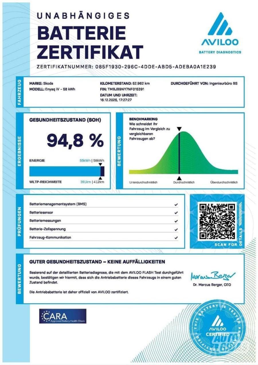 Серый Шкода Enyaq iV 2021 в Каунас, объемом двигателя 0.00 л и пробегом 53 тыс. км за 29507 €, фото 2 на AUTOMOTO.COM.LV