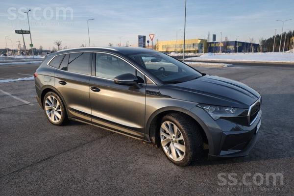 Grey Skoda Enyaq iV 2021 in Riga, with an engine capacity of 0.00 L and mileage of 81 thousand km for 30500 €, photo 3 on AUTOMOTO.COM.LV