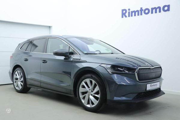 Grey Skoda Enyaq iV 2021 in Vilnius, with an engine capacity of 0.00 L and mileage of 107 thousand km for 25890 €, photo 1 on AUTOMOTO.COM.LV