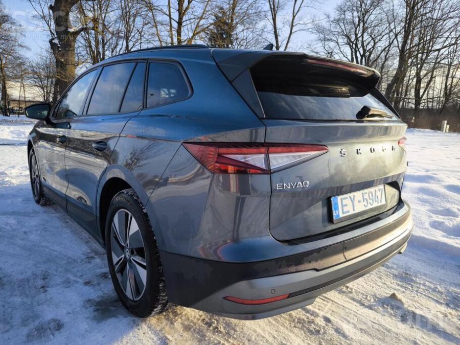 Grey Skoda Enyaq iV 2021 in Riga, with an engine capacity of 0.00 L and mileage of 60 thousand km for 24890 €, photo 13 on AUTOMOTO.COM.LV