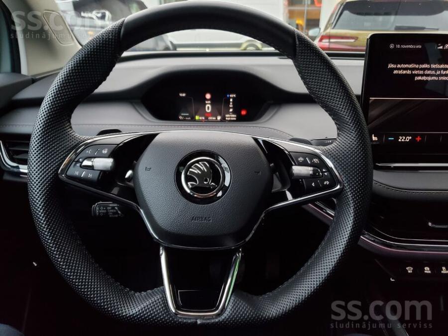 Pelēks Skoda Enyaq iV 2023 Daugavpils, ar dzinēja tilpumu 0.00 L un nobraukumu 22 tūkst. km par 37400 €, foto 14 vietnē AUTOMOTO.COM.LV