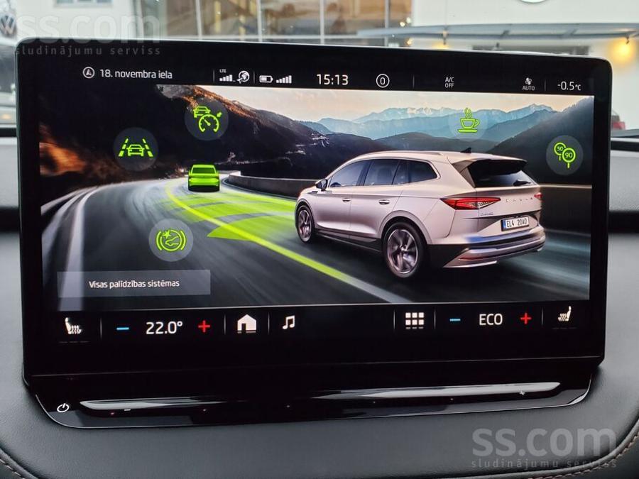 Pelēks Skoda Enyaq iV 2023 Daugavpils, ar dzinēja tilpumu 0.00 L un nobraukumu 22 tūkst. km par 37400 €, foto 22 vietnē AUTOMOTO.COM.LV