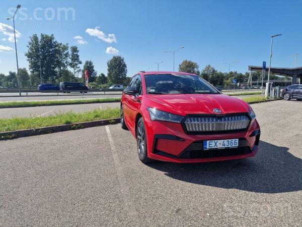 Red Skoda Enyaq iV 2022 in Riga, with an engine capacity of 0.00 L and mileage of 65 thousand km for 32000 €, photo 1 on AUTOMOTO.COM.LV