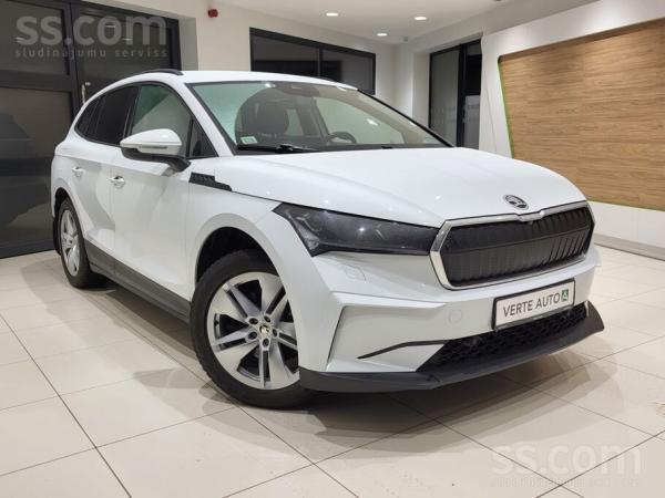 White Skoda Enyaq iV 2022 in Riga, with an engine capacity of 0.00 L and mileage of 71 thousand km for 23290 €, photo 1 on AUTOMOTO.COM.LV