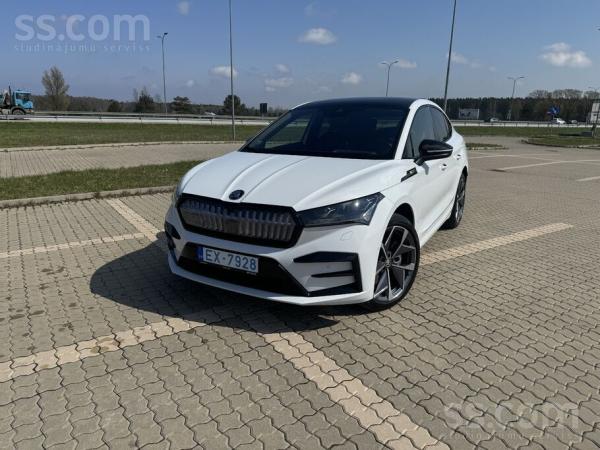 White Skoda Enyaq iV 2024 in Riga, with an engine capacity of 0.00 L and mileage of 110 thousand km for 34990 €, photo 1 on AUTOMOTO.COM.LV