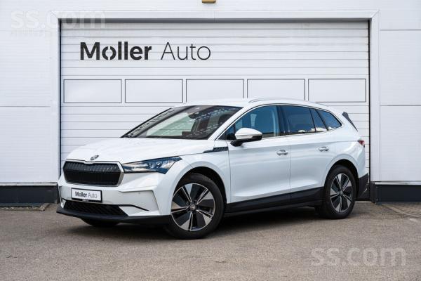 White Skoda Enyaq iV 2023 in Riga, with an engine capacity of 0.00 L and mileage of 86 thousand km for 33950 €, photo 1 on AUTOMOTO.COM.LV