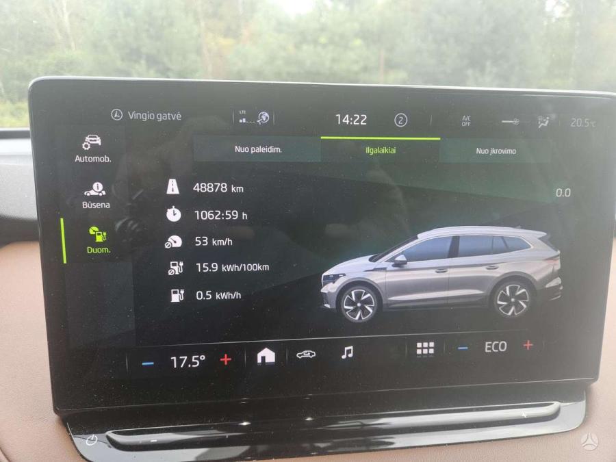 White Skoda Enyaq 2022 in Palanga, with an engine capacity of 0.00 L and mileage of 59 thousand km for 22750 €, photo 14 on AUTOMOTO.COM.LV