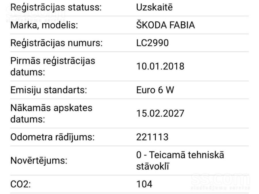 Черный Шкода Фабия 2018 в Рига, объемом двигателя 1.40 л и пробегом 221 тыс. км за 5800 €, фото 15 на AUTOMOTO.COM.LV