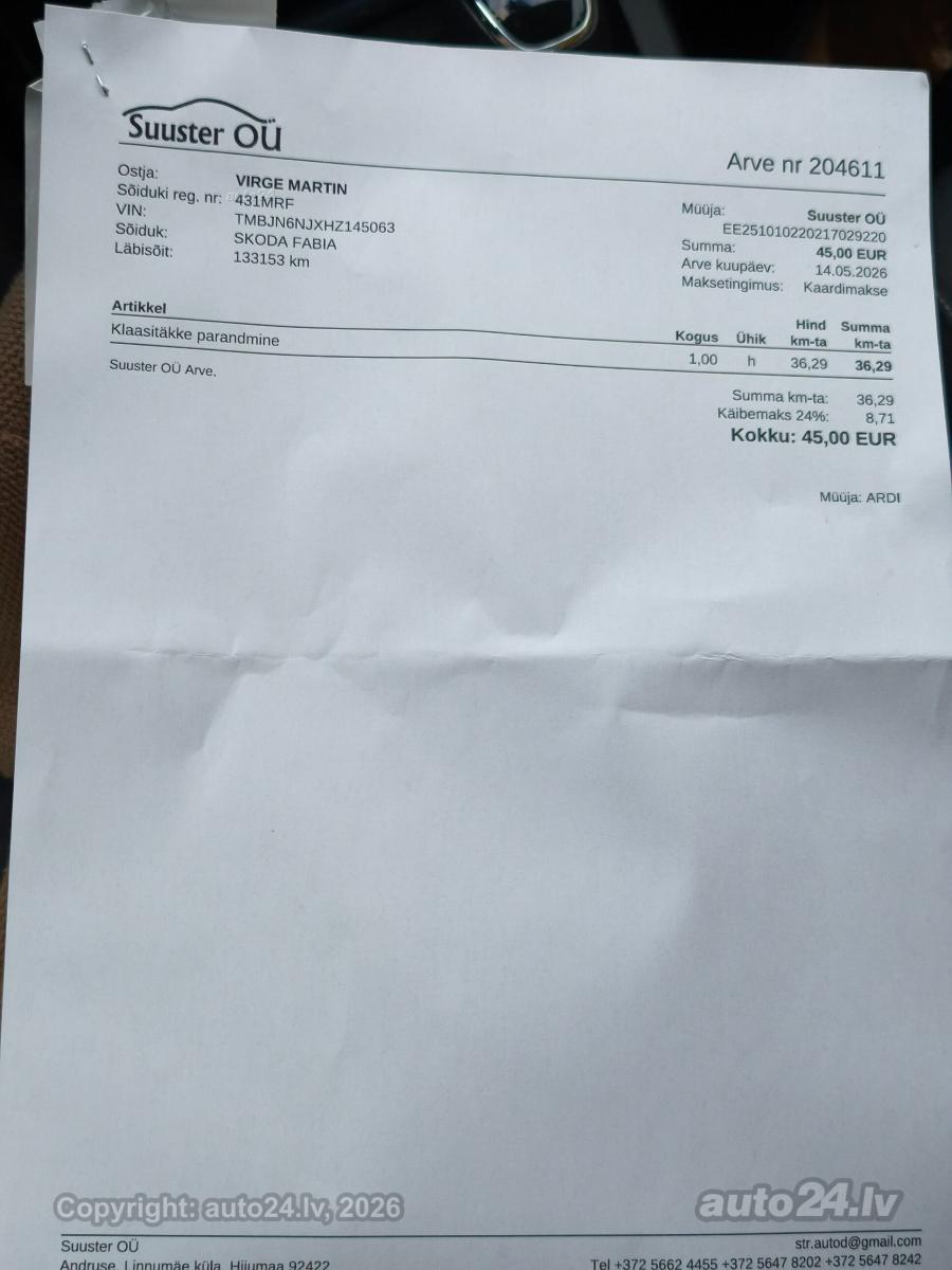 Zils Skoda Fabia 2017 Tallina, ar dzinēja tilpumu 1.20 L un nobraukumu 134 tūkst. km par 8300 €, foto 16 vietnē AUTOMOTO.COM.LV
