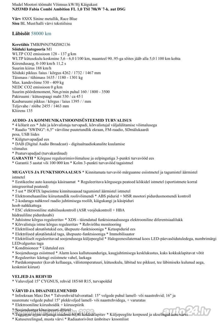 Zils Skoda Fabia 2021 Tallina, ar dzinēja tilpumu 1.00 L un nobraukumu 59 tūkst. km par 12800 €, foto 17 vietnē AUTOMOTO.COM.LV