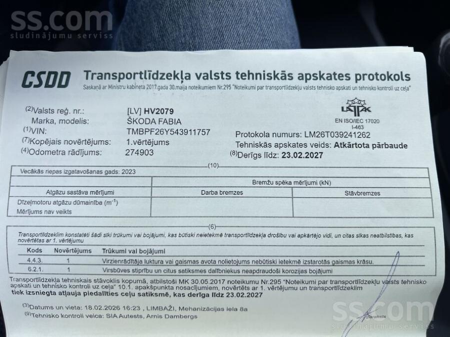 Grey Skoda Fabia 2003 in Limbazi, with an engine capacity of 1.90 L and mileage of 289 thousand km for 850 €, photo 20 on AUTOMOTO.COM.LV