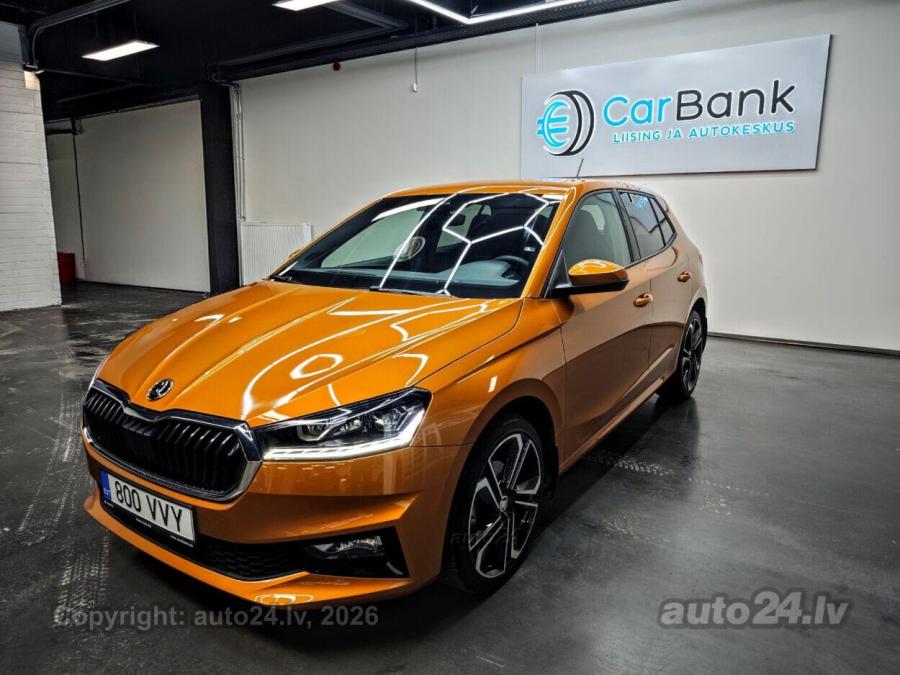 Orange Skoda Fabia 2023 in Tallinn, with an engine capacity of 1.50 L and mileage of 35 thousand km for 17990 €, photo 1 on AUTOMOTO.COM.LV