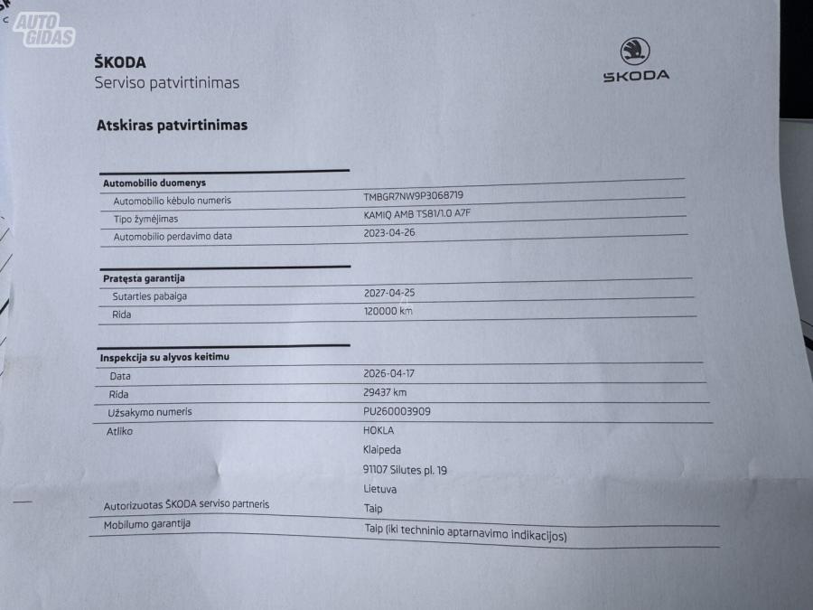 Черный Шкода KAMIQ 2023 в Авиженяй, объемом двигателя 1.00 л и пробегом 33 тыс. км за 16500 €, фото 28 на AUTOMOTO.COM.LV
