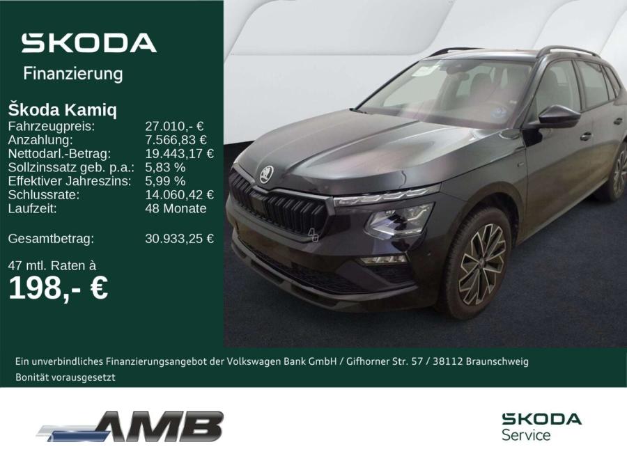 Melns Skoda KAMIQ 2025 Kauņa, ar dzinēja tilpumu 1.50 L un nobraukumu 18 tūkst. km par 29532 €, foto 1 vietnē AUTOMOTO.COM.LV