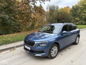 Blue Skoda KAMIQ 2021 in Vilnius, with an engine capacity of 1.00 L and mileage of 57 thousand km for 14999 €, photo  on AUTOMOTO.COM.LV