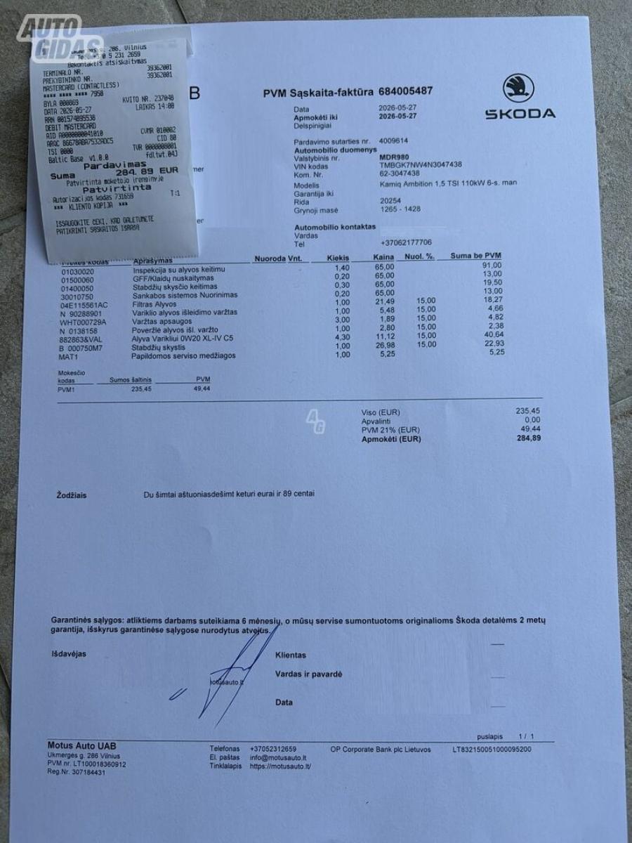 Pelēks Skoda KAMIQ 2021 Viļņa, ar dzinēja tilpumu 1.50 L un nobraukumu 33 tūkst. km par 17800 €, foto 23 vietnē AUTOMOTO.COM.LV