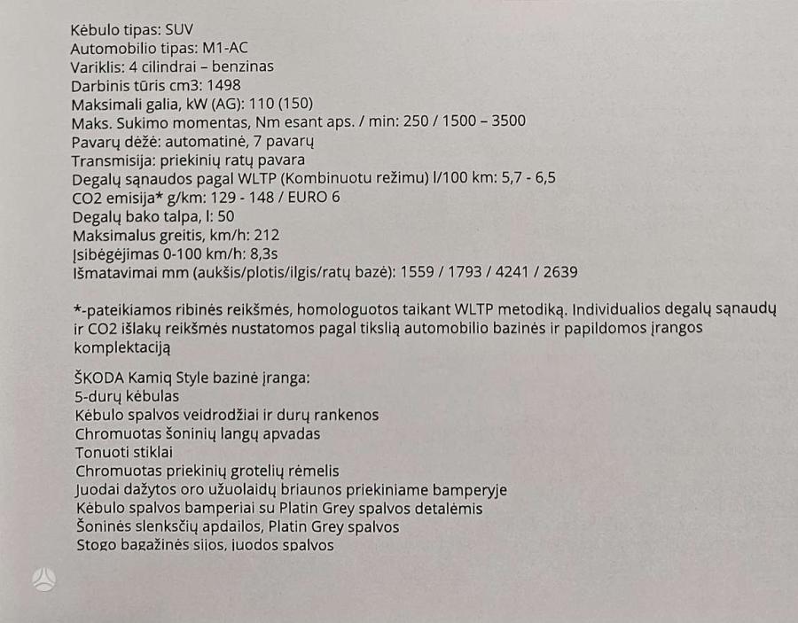 Pelēks Skoda KAMIQ 2023 Jonava, ar dzinēja tilpumu 1.50 L un nobraukumu 28 tūkst. km par 23500 €, foto 11 vietnē AUTOMOTO.COM.LV