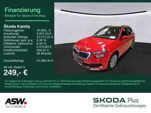 Sarkans Skoda KAMIQ 2021 Kauņa, ar dzinēja tilpumu 1.00 L un nobraukumu 65 tūkst. km par 22568 €, foto  vietnē AUTOMOTO.COM.LV