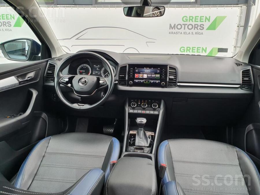 Blue Skoda Karoq 2022 in Riga, with an engine capacity of 2.00 L and mileage of 66 thousand km for 23900 €, photo 8 on AUTOMOTO.COM.LV