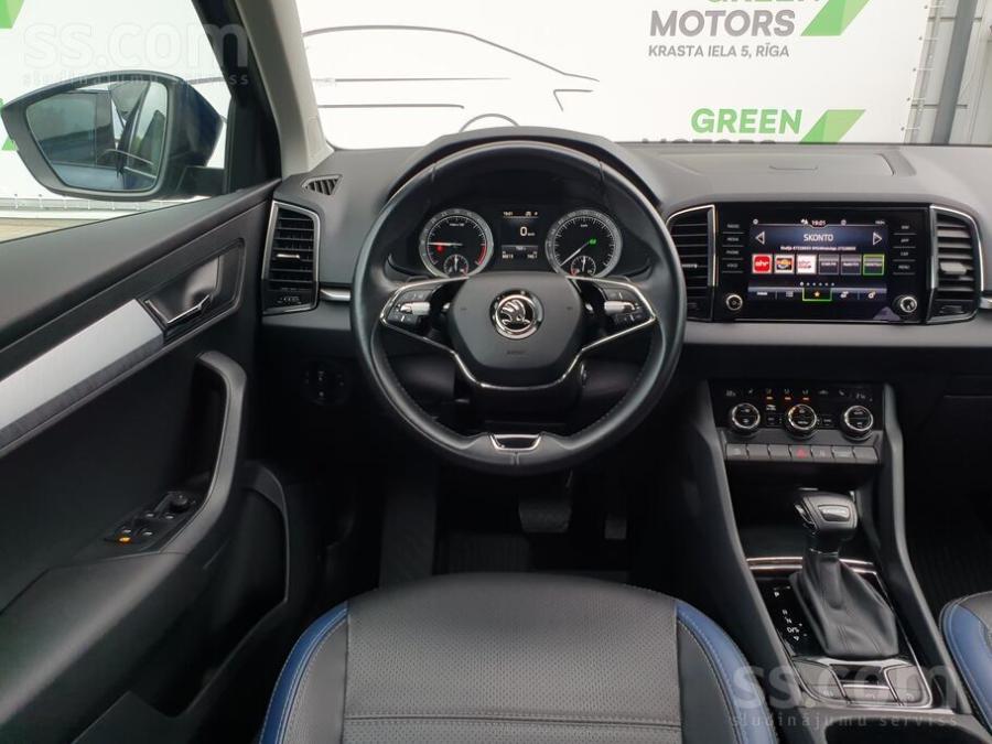 Blue Skoda Karoq 2022 in Riga, with an engine capacity of 2.00 L and mileage of 66 thousand km for 23900 €, photo 12 on AUTOMOTO.COM.LV