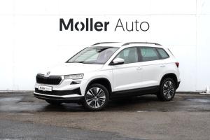 White Skoda Karoq 2023 in Riga, with an engine capacity of 1.50 L and mileage of 147 thousand km for 21900 €, photo 1 on AUTOMOTO.COM.LV