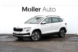 White Skoda Karoq 2023 in Riga, with an engine capacity of 1.50 L and mileage of 147 thousand km for 21900 €, photo  on AUTOMOTO.COM.LV