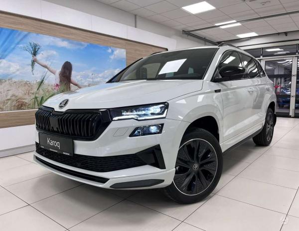 Balts Skoda Karoq 2025 Kauņa, ar dzinēja tilpumu 1.50 L un nobraukumu 5 tūkst. km par 33960 €, foto 1 vietnē AUTOMOTO.COM.LV