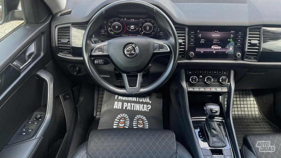 Black Skoda Kodiaq 2019 in Marijampole, with an engine capacity of 2.00 L and mileage of 244 thousand km for 16900 €, photo 16 on AUTOMOTO.COM.LV