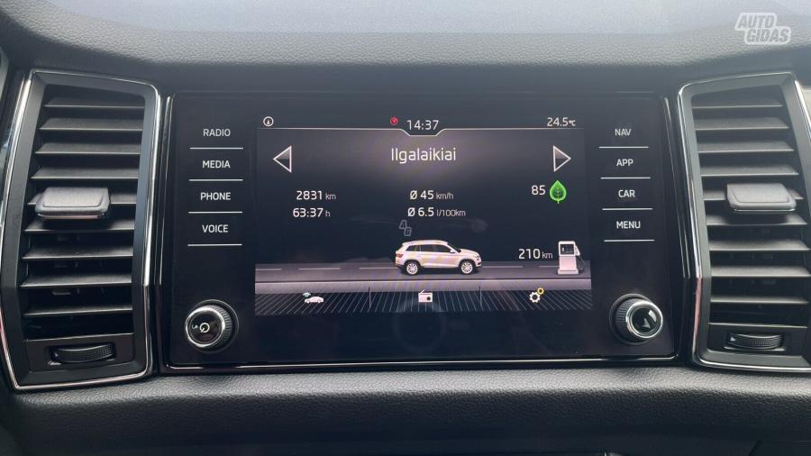 Black Skoda Kodiaq 2019 in Marijampole, with an engine capacity of 2.00 L and mileage of 244 thousand km for 16900 €, photo 18 on AUTOMOTO.COM.LV