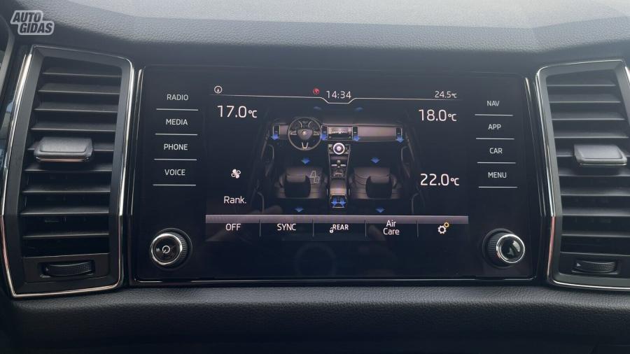 Black Skoda Kodiaq 2019 in Marijampole, with an engine capacity of 2.00 L and mileage of 244 thousand km for 16900 €, photo 31 on AUTOMOTO.COM.LV
