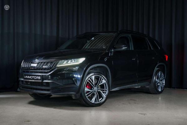 Black Skoda Kodiaq 2019 in Vilnius, with an engine capacity of 1.97 L and mileage of 156 thousand km for 24998 €, photo 1 on AUTOMOTO.COM.LV