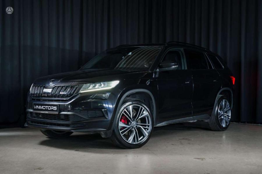 Black Skoda Kodiaq 2019 in Vilnius, with an engine capacity of 1.97 L and mileage of 156 thousand km for 24998 €, photo 1 on AUTOMOTO.COM.LV