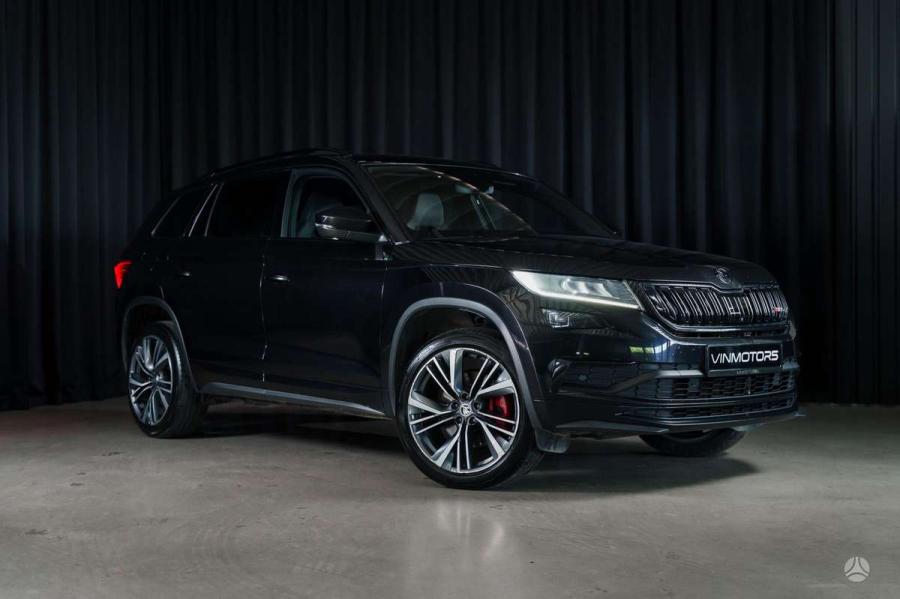 Black Skoda Kodiaq 2019 in Vilnius, with an engine capacity of 1.97 L and mileage of 156 thousand km for 24998 €, photo 4 on AUTOMOTO.COM.LV