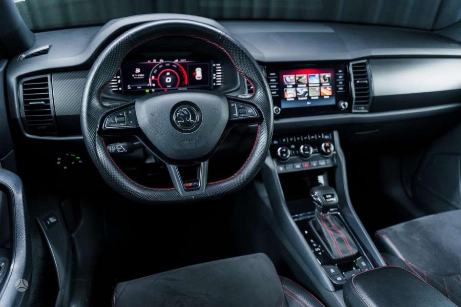 Black Skoda Kodiaq 2019 in Vilnius, with an engine capacity of 1.97 L and mileage of 156 thousand km for 24998 €, photo 18 on AUTOMOTO.COM.LV